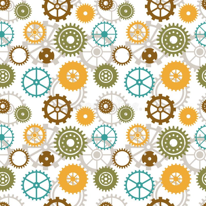 Seamless Background of Color Gear Wheels Stock Vector - Illustration of ...