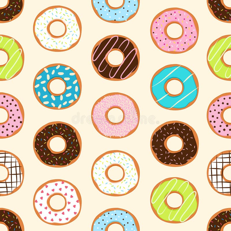 Seamless Background with Colorful Donuts, Vector Illustration Stock ...