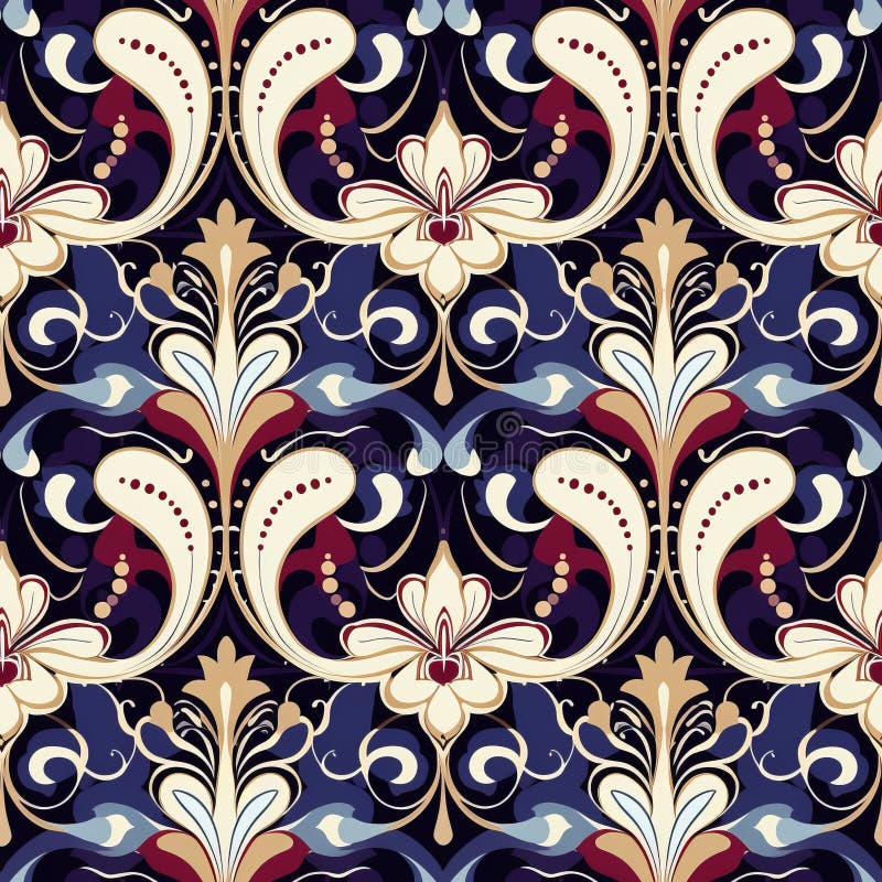 Seamless Background with Colorful Floral Patterns Stock Illustration ...