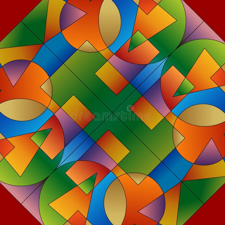 Seamless Background with Colorful Geometric Pattern. Circle, Rectangle ...