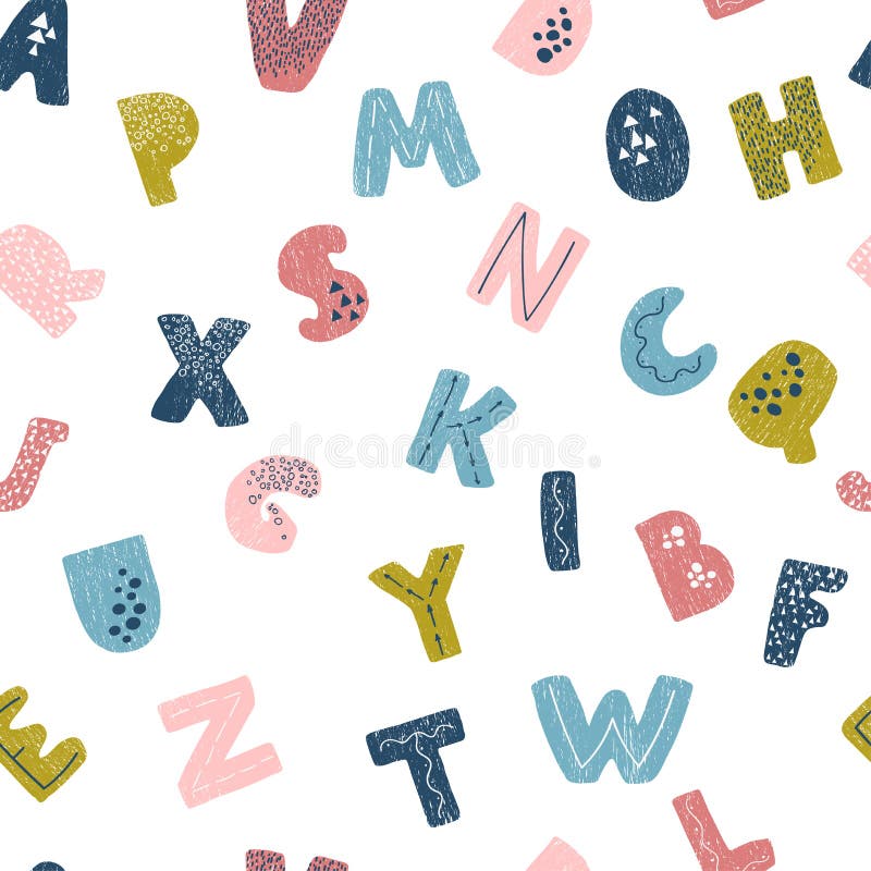 Seamless Background with Colorful Letters Stock Vector - Illustration ...