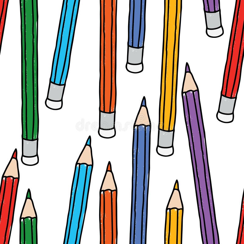 Seamless Background of Colorful Pencils Stock Vector - Illustration of ...