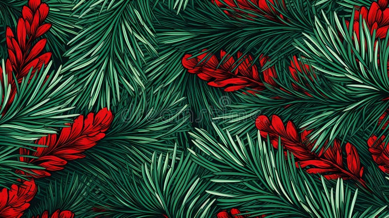 Seamless Background with Coniferous Branches Pattern, Coniferous, Fir ...
