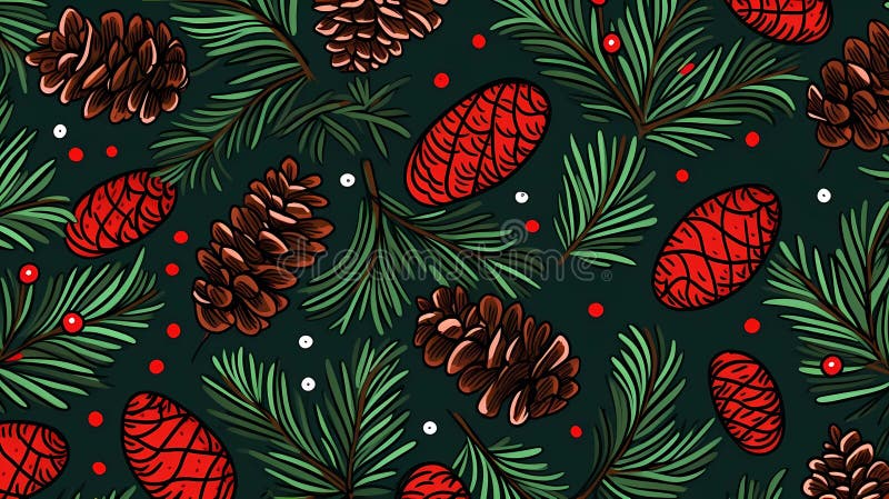 Seamless Background with Coniferous Branches Pattern, Coniferous, Fir ...