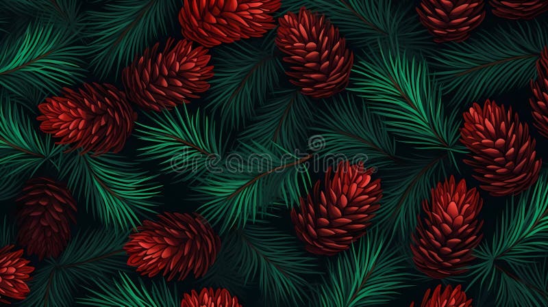 Seamless Background with Coniferous Branches Pattern, Coniferous, Fir ...
