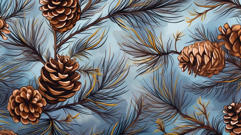 Seamless Background with Coniferous Branches Pattern, Coniferous, Fir ...