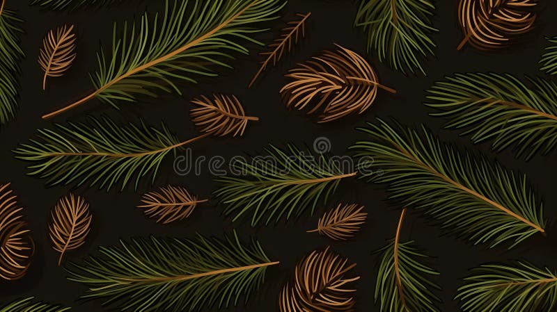 Seamless Background with Coniferous Branches Pattern, Coniferous, Fir ...