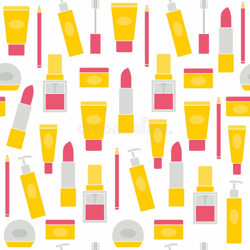 Seamless Background with Cosmetics Icons Stock Vector - Illustration of ...
