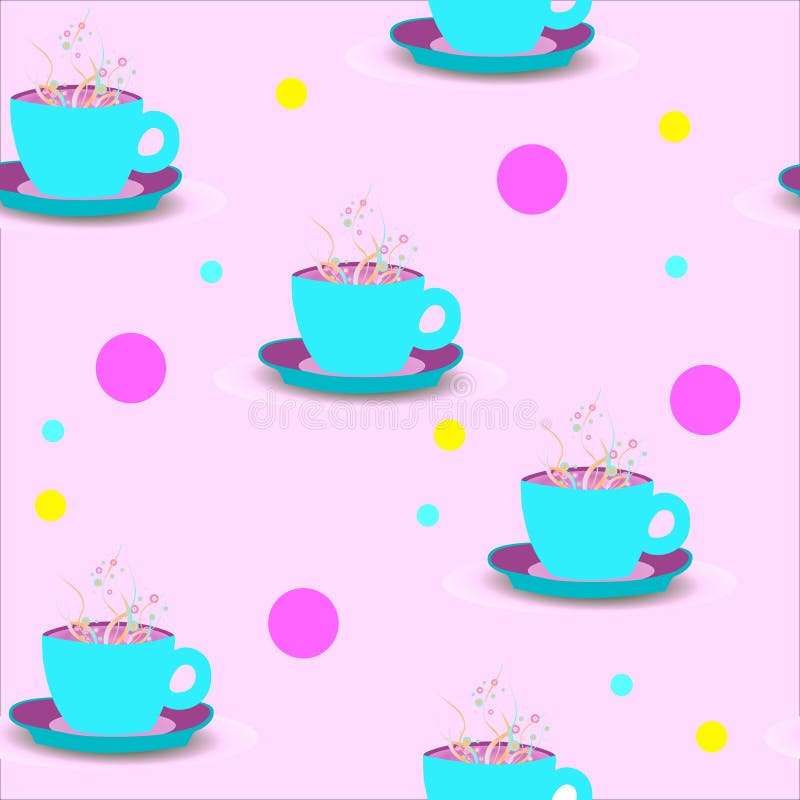 Seamless Background with Cups Stock Vector - Illustration of cups ...