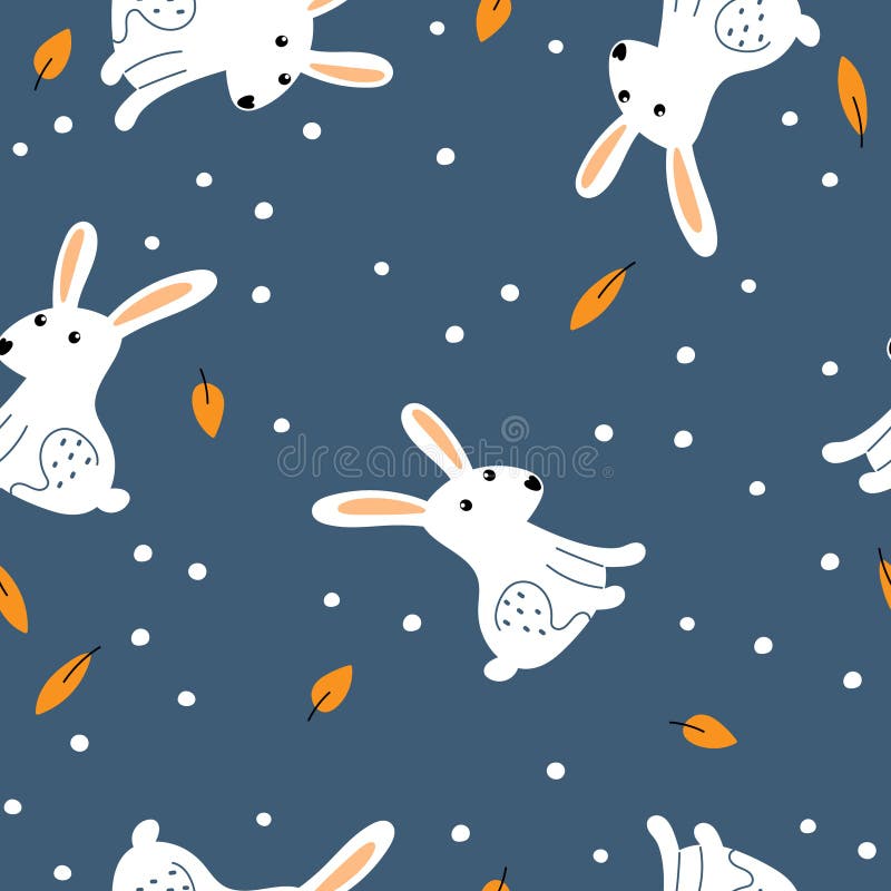 Seamless Background with Cute Rabbits Stock Vector - Illustration of ...