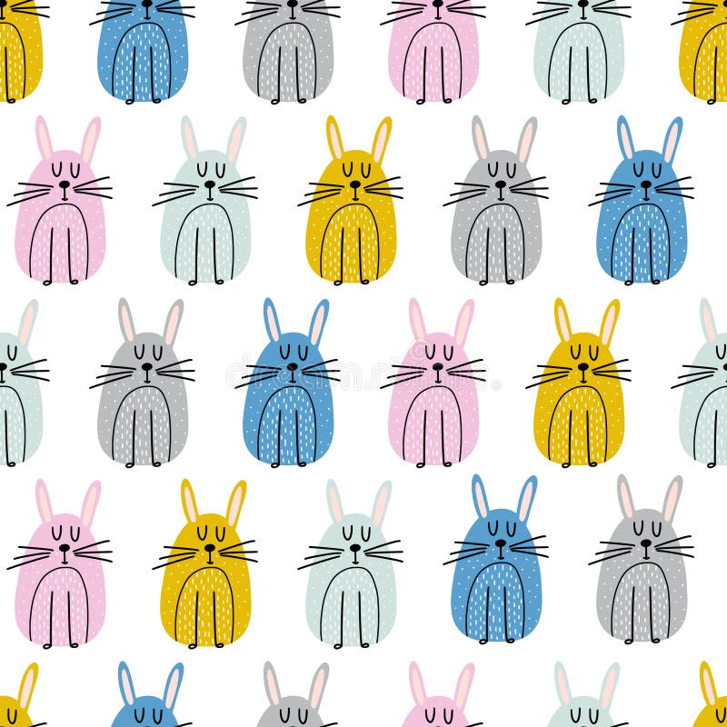 Seamless Background with Cute Rabbits Stock Illustration - Illustration ...