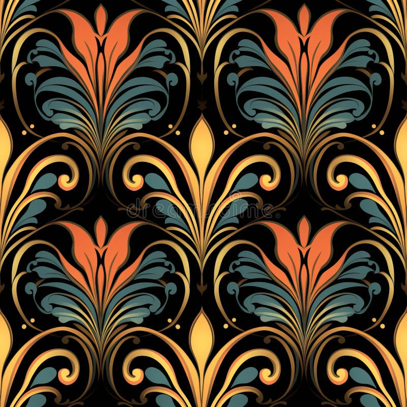 Seamless Background with Dark Floral Patterns Stock Illustration ...