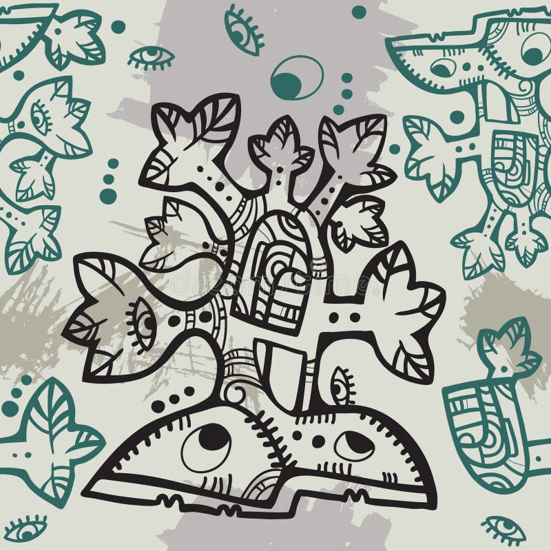 Decorative Aztec tree stock vector. Illustration of worship - 34414152