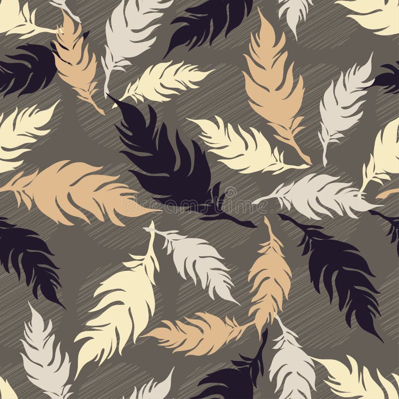 Seamless Background with Decorative Feathers. Cloth Design, Wallpaper ...