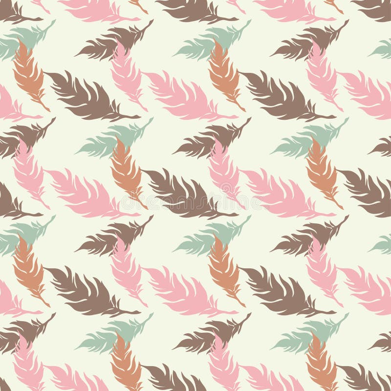 Seamless Background with Decorative Feathers. Cloth Design, Wallpaper ...