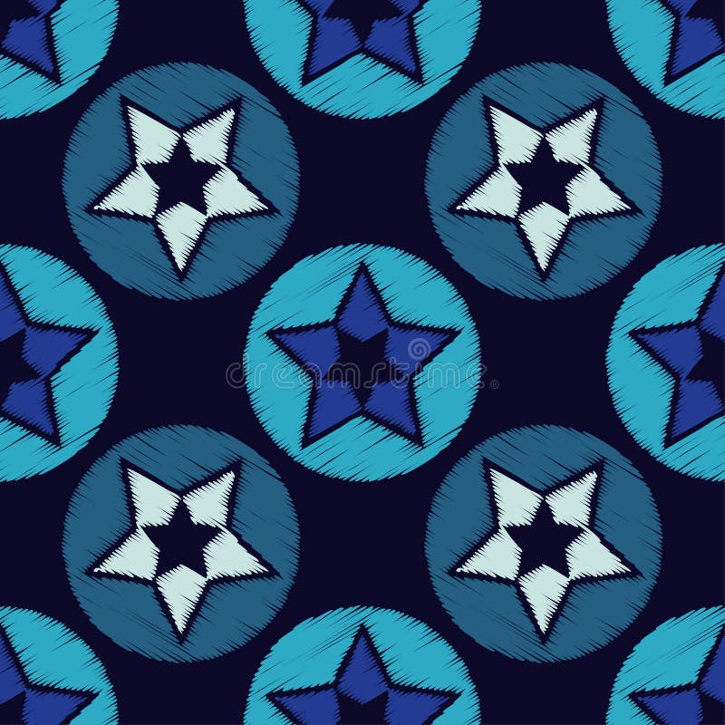 Seamless Background with Decorative Stars. the Star in the Circle ...