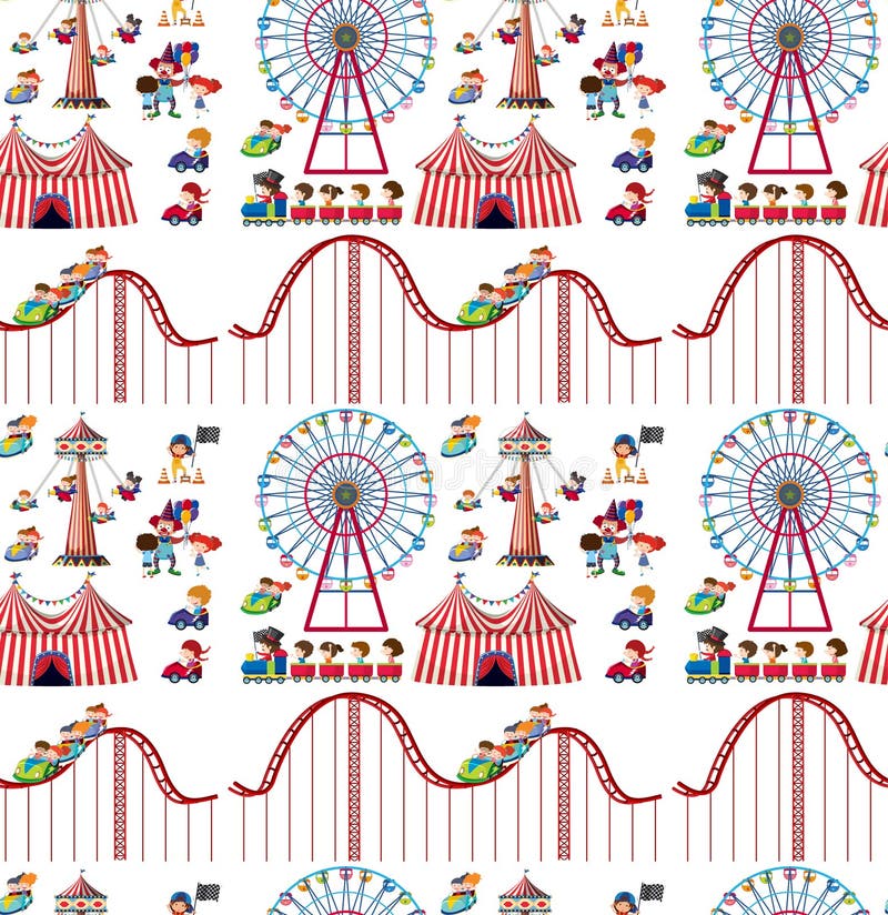 A Roller Coaster Ride at Theme Park Stock Vector - Illustration of ...