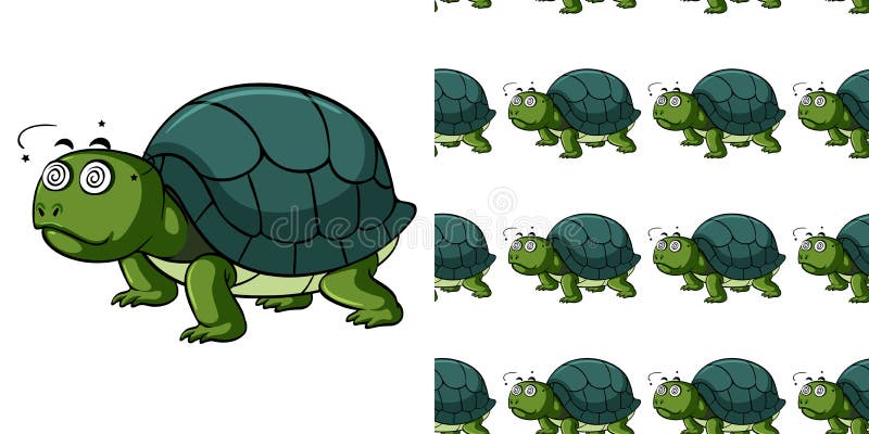 Seamless Background Design with Sick Turtle Stock Vector - Illustration ...