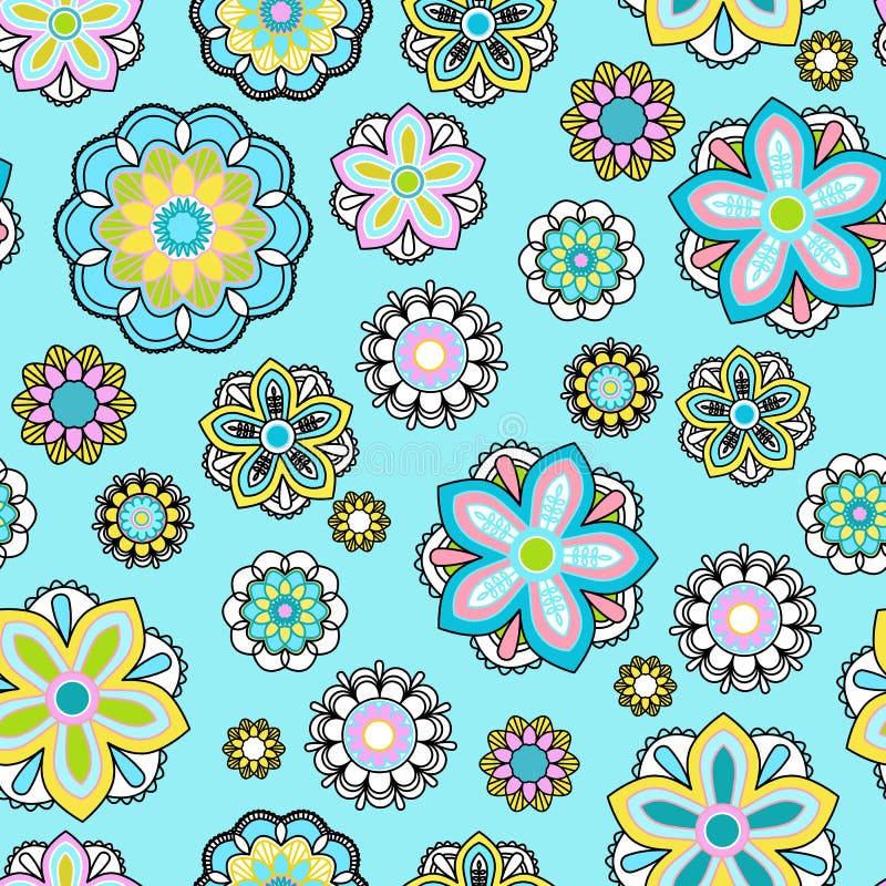 Seamless Background with Doodle Flowers. Vector. Stock Vector ...
