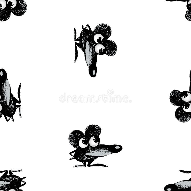 Seamless Background of Drawn Cartoon Funny Mouse Stock Vector ...