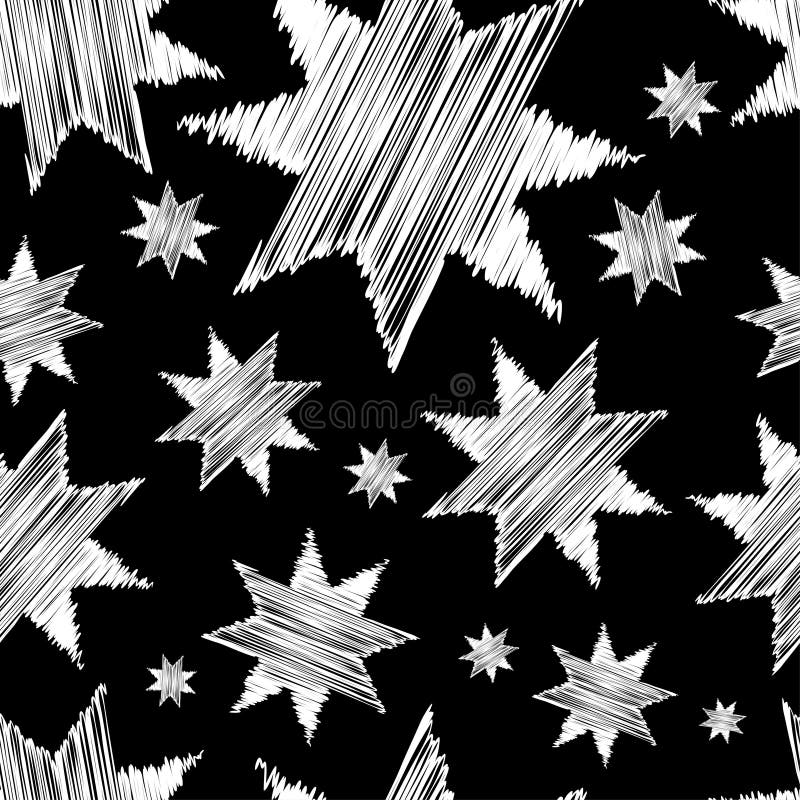 Seamless Background with Drawn Stars. Hatch. Night Sky. Stock ...