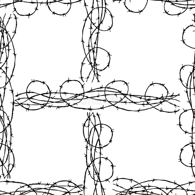Seamless Background from Drawn Twisted Abstract Barbed Wire Stock ...