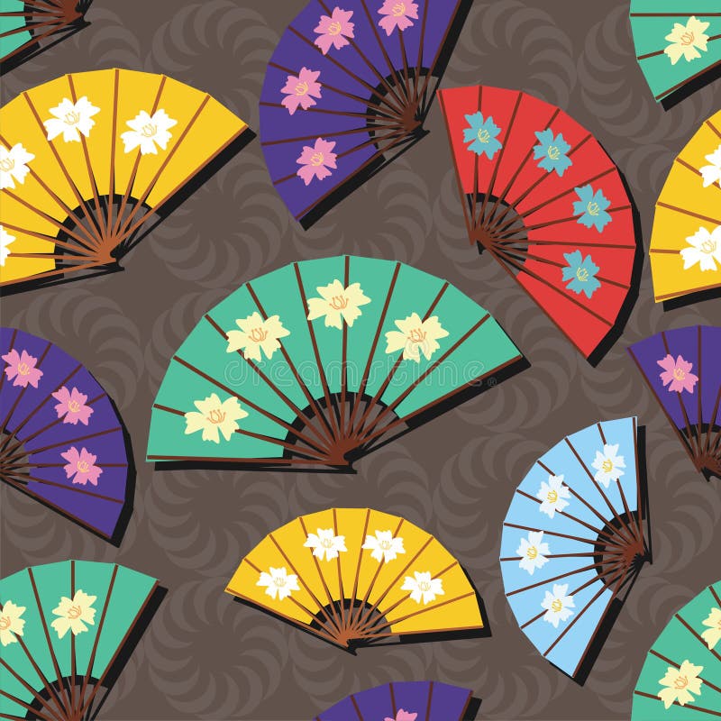 Seamless Background with Fans Stock Illustration - Illustration of ...