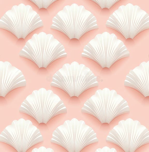 A Seamless Background Featuring an Art Deco-inspired Sea Shell Texture ...