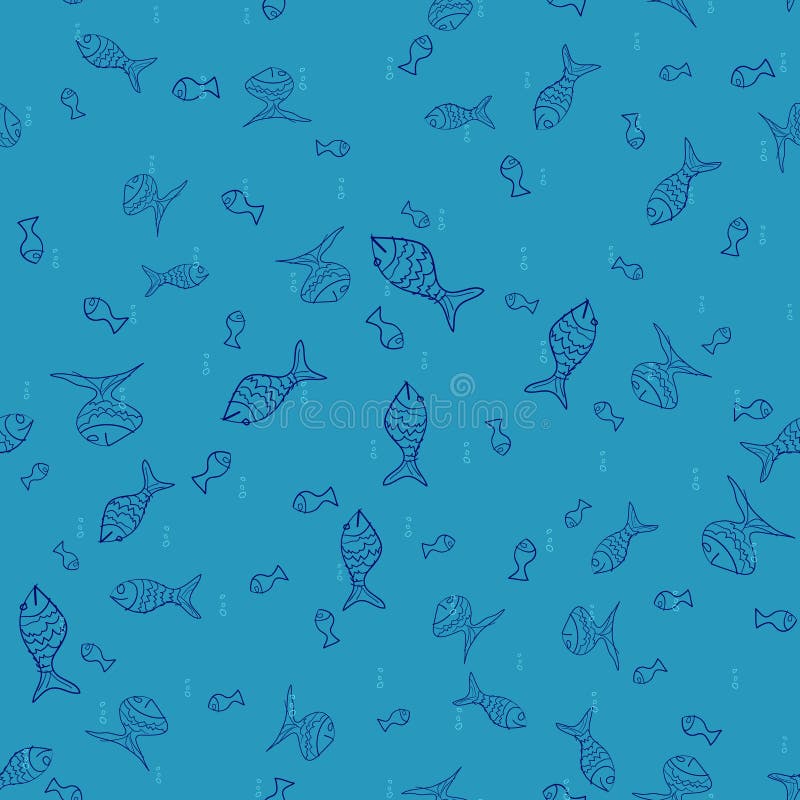 Seamless Background with Fish Stock Illustration - Illustration of ...