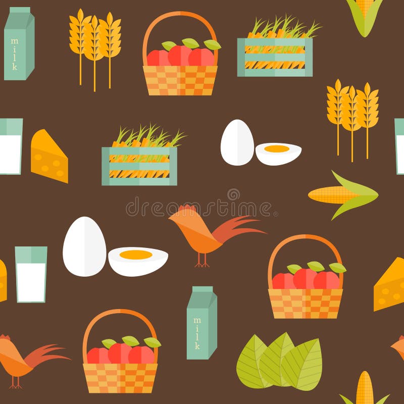 Seamless Farm Products Background Stock Illustration - Illustration of ...