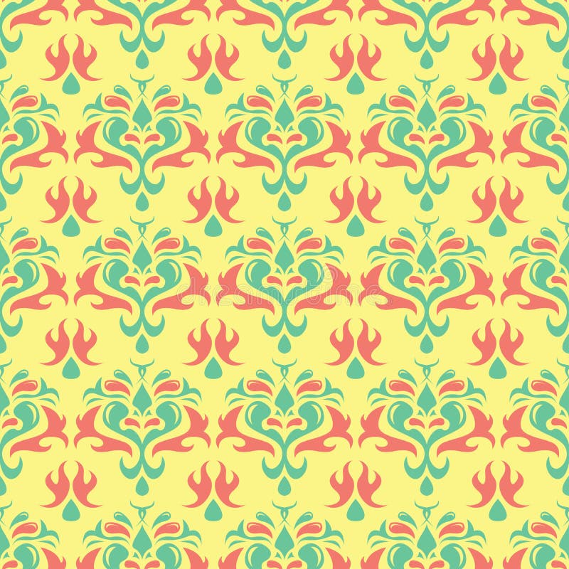 Seamless Background with Floral Pattern. Bright Yellow, Pink and Blue ...