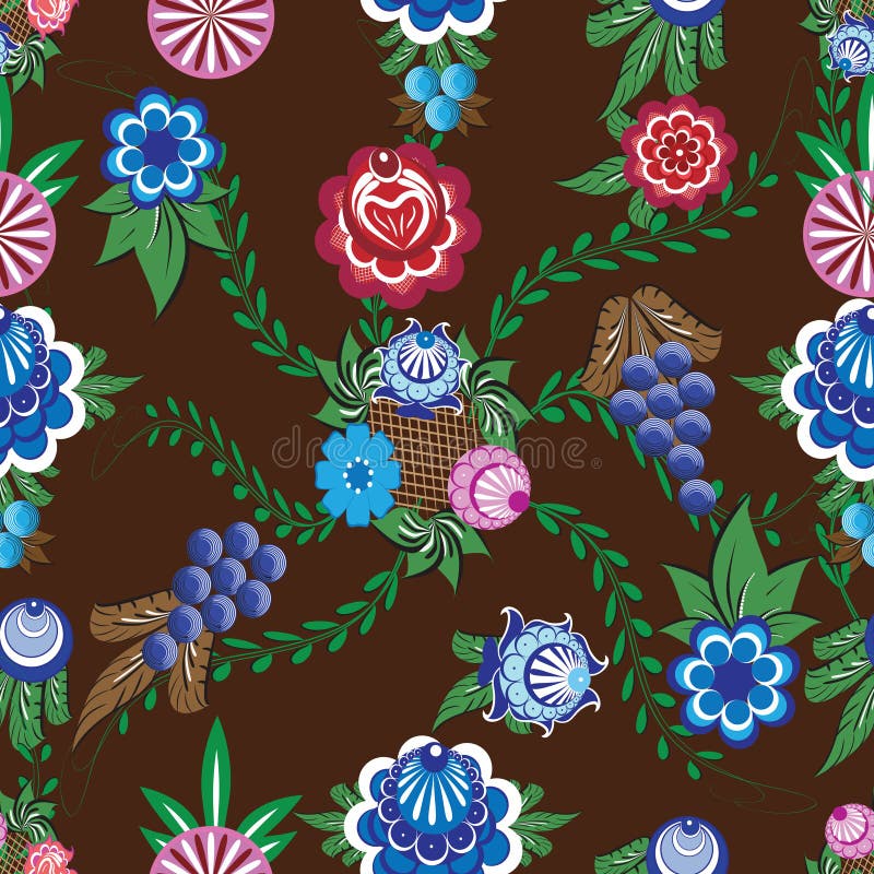 Seamless Background with Folk Russian Patterns for the Design Stock ...