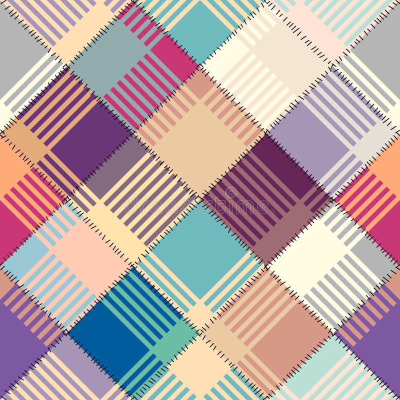 Geometric Abstract Diagonal Plaid Pattern in Low Poly Pixel Art Style ...