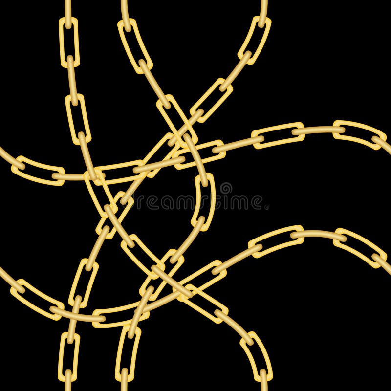 Golden Chains Fashion Seamless Pattern. Fabric Background with Gold ...