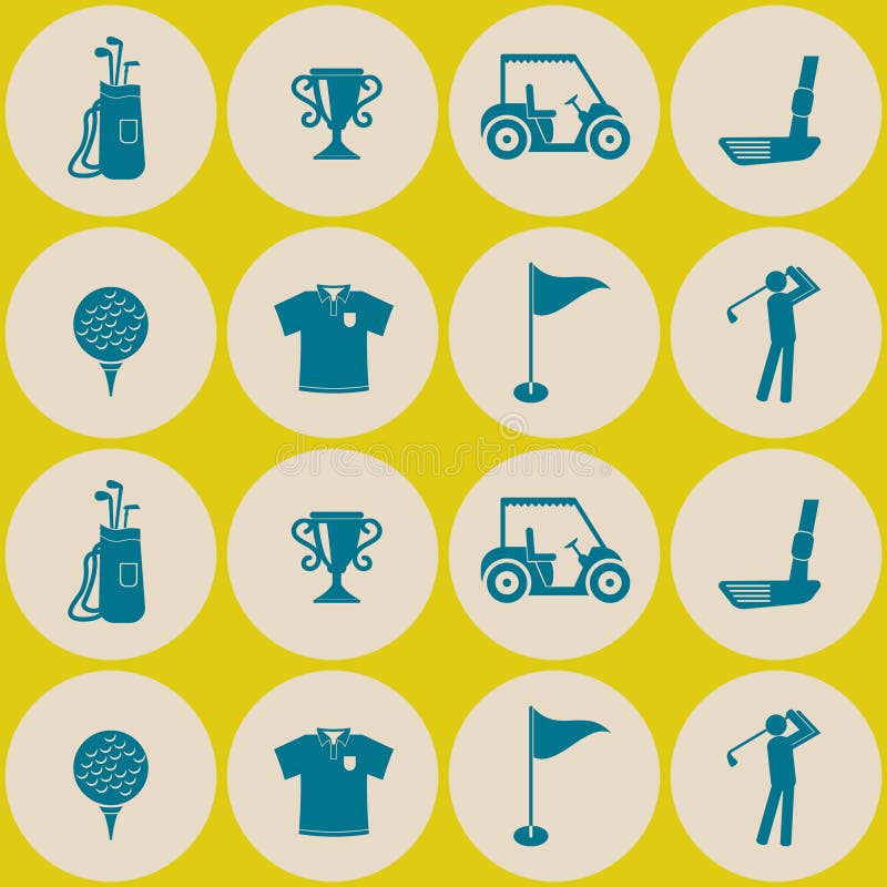 A set of golf icons stock vector. Illustration of grass - 97696278