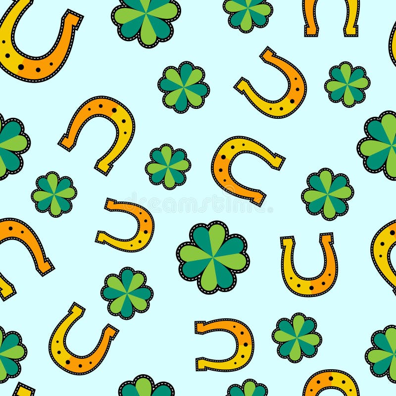 Seamless Background with Good Luck Designs Stock Vector - Illustration ...