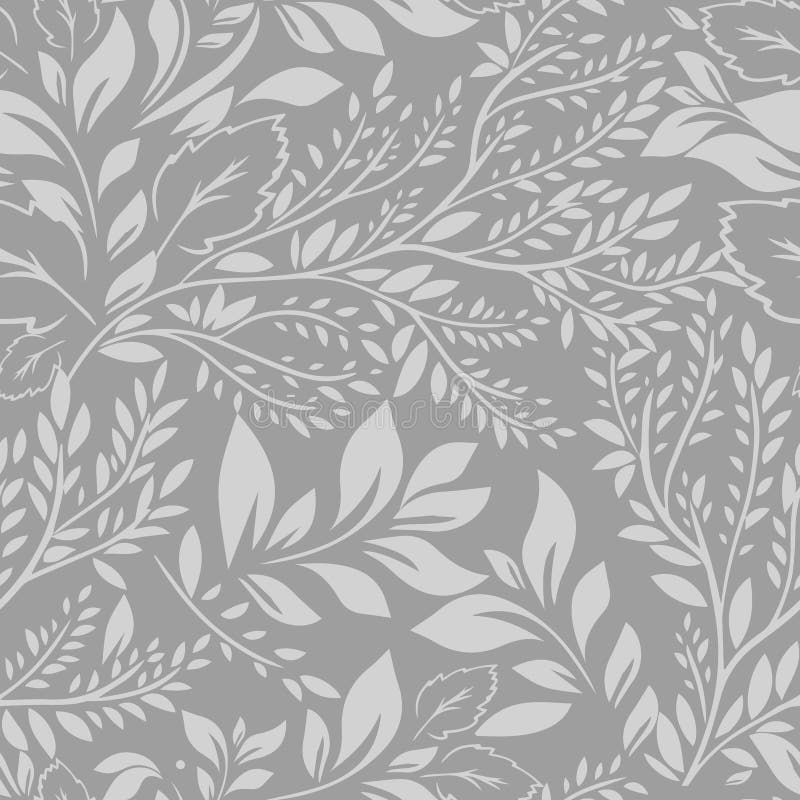 Seamless Background Grey Graphic Leaves. Hand Drawing Stock ...
