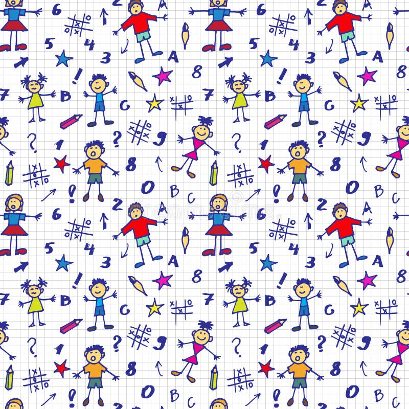 Seamless Background with Hand Drawn Children Stock Vector ...