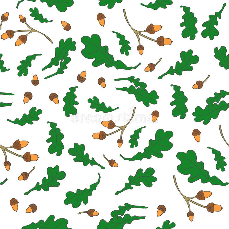 Seamless Pattern with the Oak Tree Leaves Stock Vector - Illustration ...