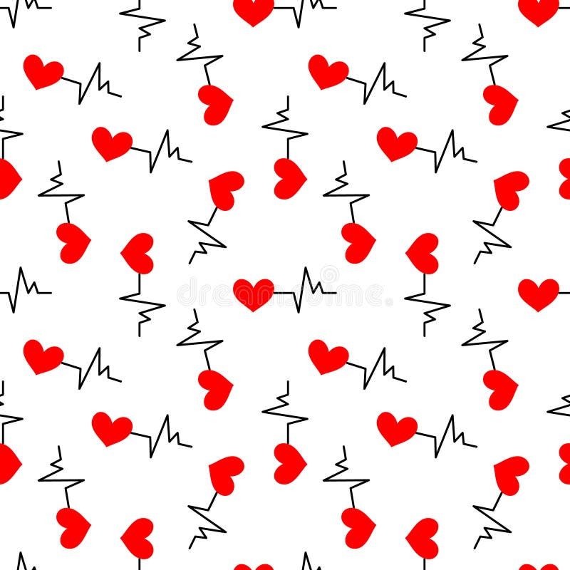 Seamless Pattern with Heartbeat Symbol Stock Vector - Illustration of ...