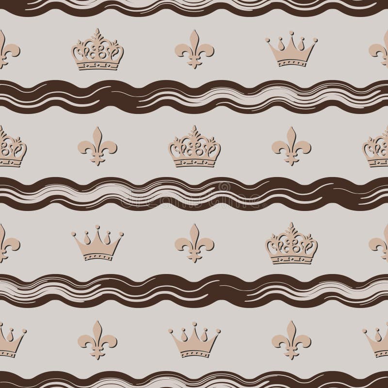 Seamless Background with the Image of Abstract Waves, Crowns and ...
