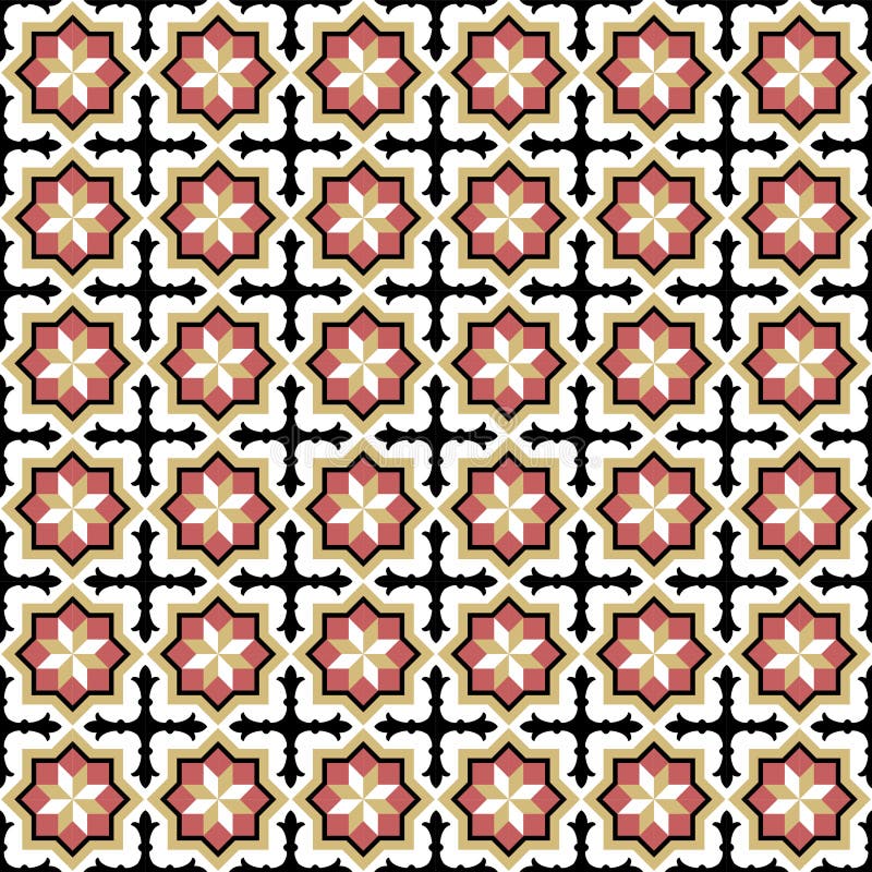 Seamless Background Image of Old Style Star Cross Geometry Pattern ...