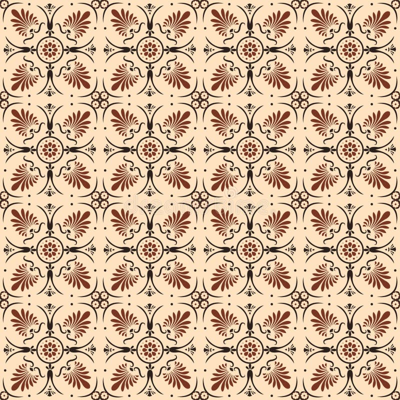 Seamless Background Image of Vintage Brown Round Flower Fan Shape ...