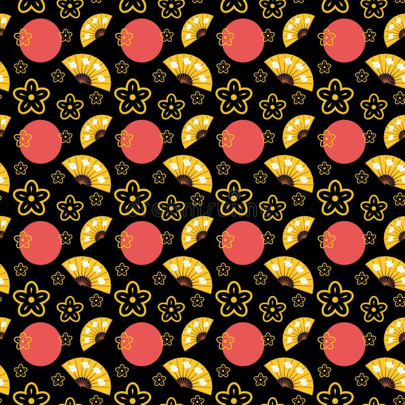 Seamless Background in Japanese Style Stock Vector - Illustration of ...