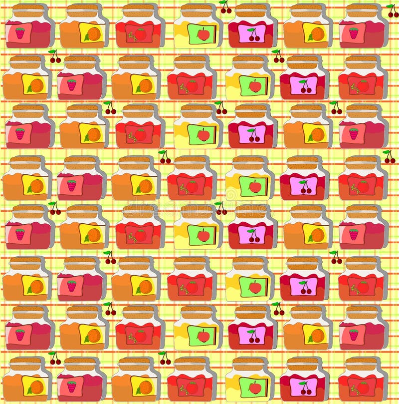 Seamless Background with Jars of Jam Stock Vector - Illustration of ...