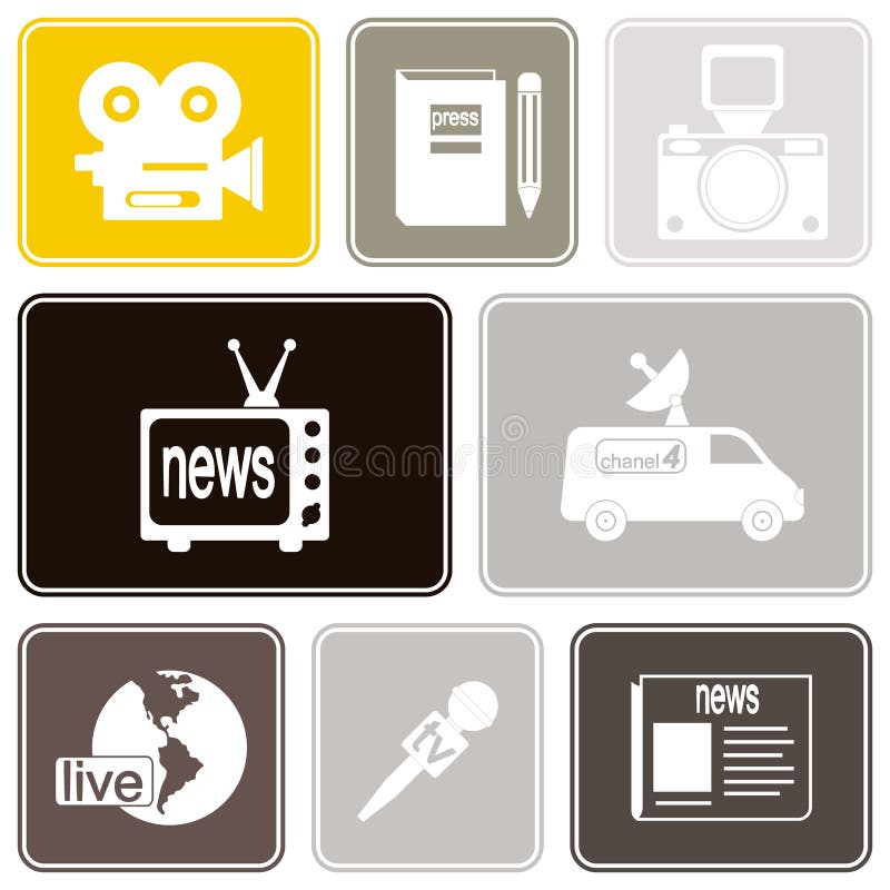 Background with Journalism Icons. Stock Vector - Illustration of badge ...