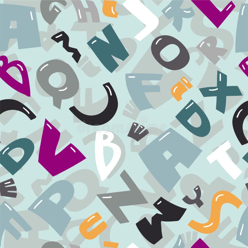 Seamless Vector Black on White Letters Pattern Stock Vector ...