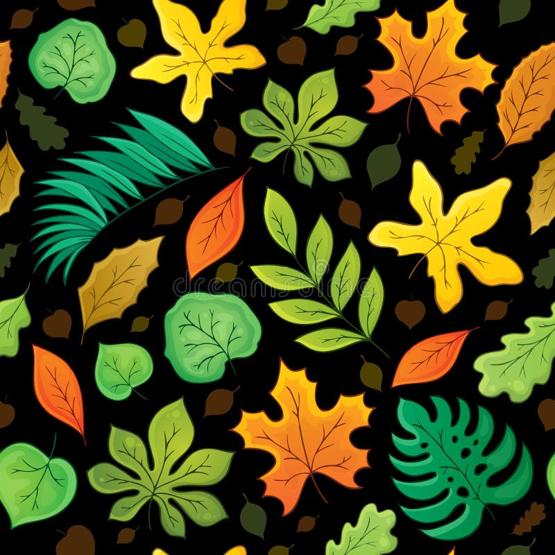 Seamless Background with Leaves 4 Stock Vector - Illustration of ...