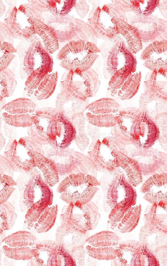 Seamless Background with Lips Imprints on White Stock Photo - Image of ...