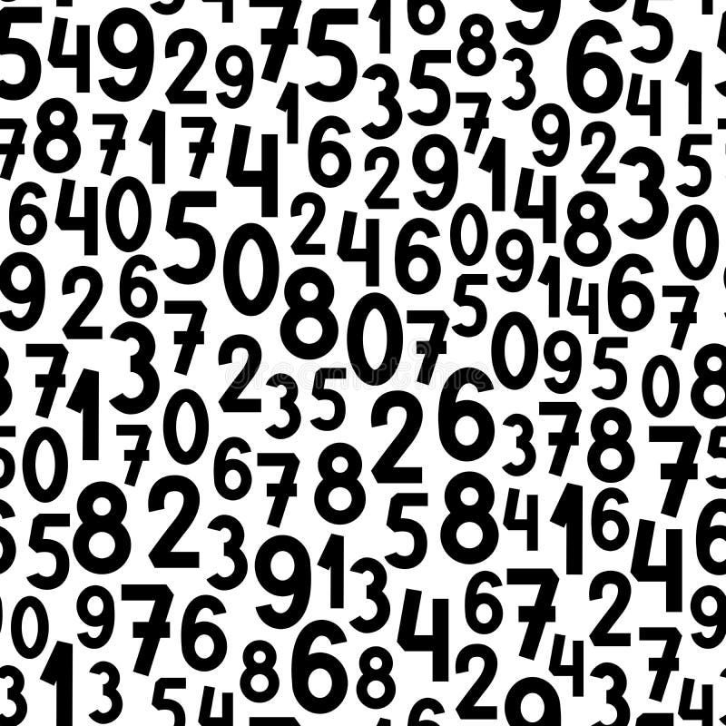 Seamless Black and White Background with a Large Number of Numbers ...
